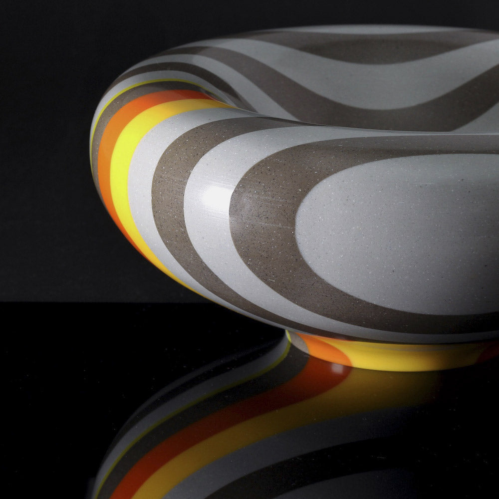 Gray and Yellow Corian bowl by Graham Leste – Buckinghamshire Craft Guild